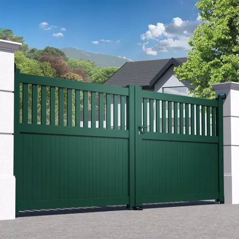 Portail Alu Double Battant WELLINGTON Vert Motorisable